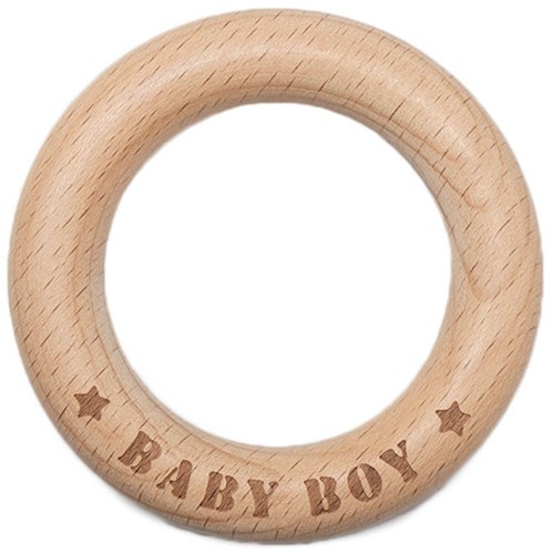 Durable Beißring Holz Baby Boy - Wollplatz.de