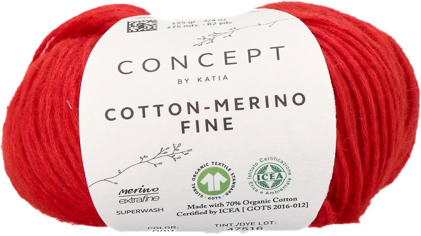 Katia Cotton-Merino Fine 089 Rood | Wollplatz - Alles zum Stricken und ...