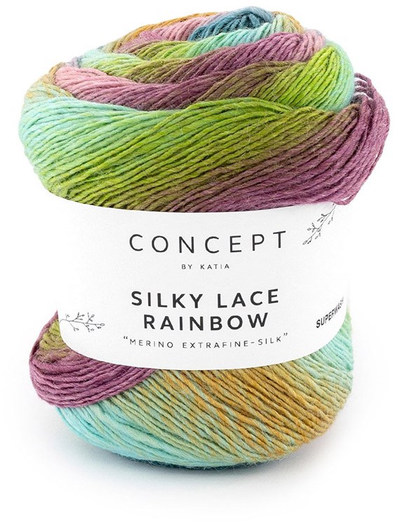 Katia Silky Lace Rainbow 305 Wasser Blau-Pistazien-Kaugummi Rosa ...